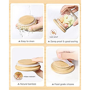 Oui Yogurt Jar Lids - 6 Pack Oui Lids- Natural Bamboo Wood with Silicone Sealing Rings, For 5 Oz Oui Yogurt Jars