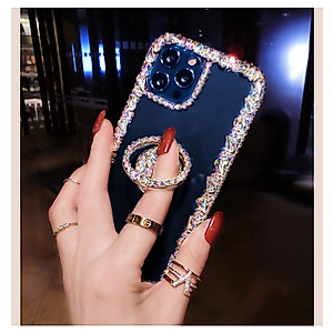 redecarie for Galaxy S9 Plus Case,Luxury Bling Glitter Diamond Ring Holder Kickstand Sparkle Crystal Rhinestone Women Girls Kids Clear Protective Phone Cover for Samsung Galaxy S9 Plus