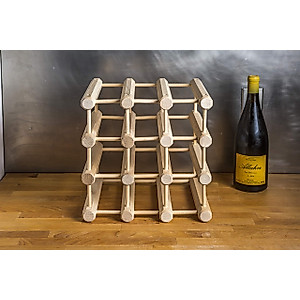 J.K. Adams Wood Stackable Modular Wine Rack Storage Holder with Natural Pins, 12 Bottle, Ash