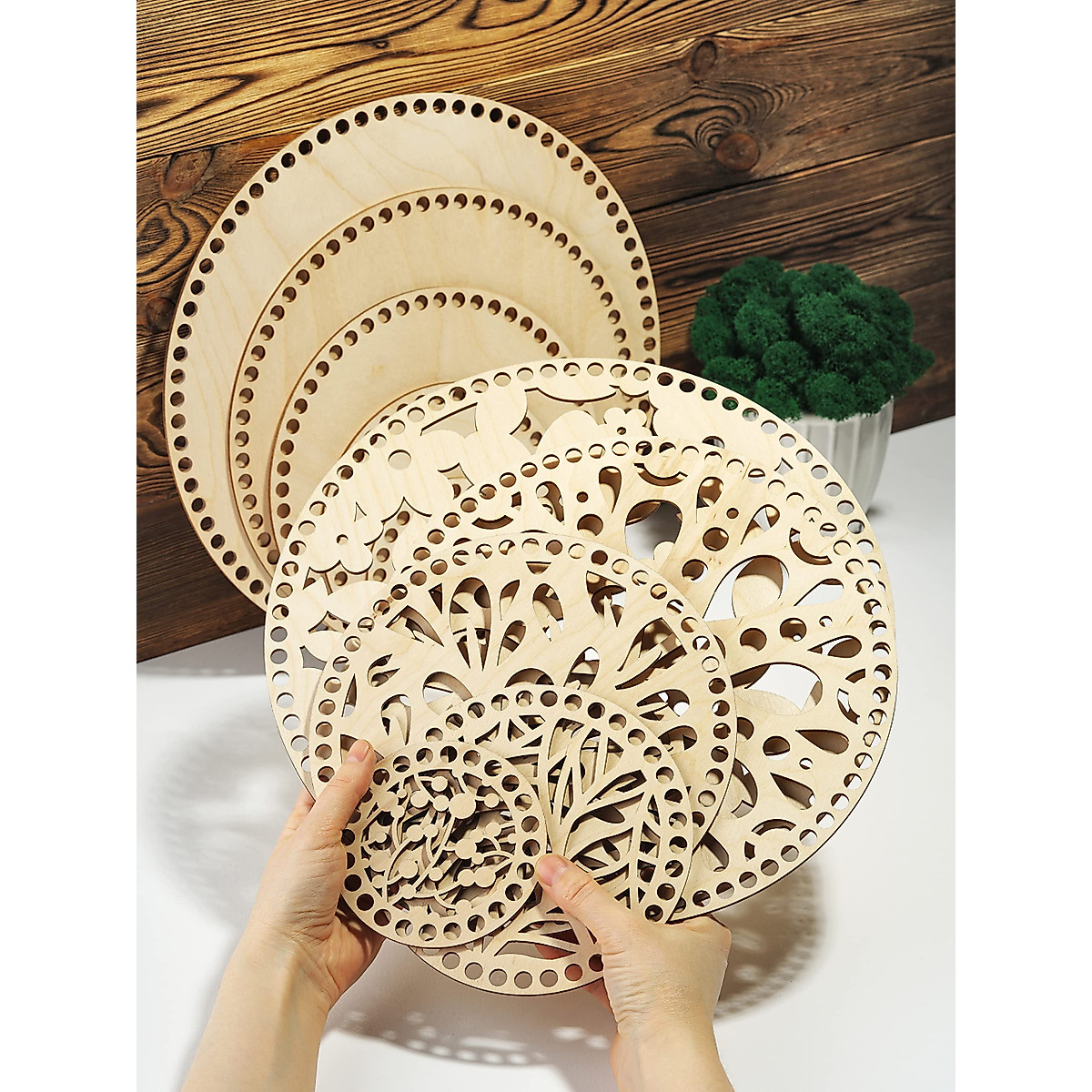 Premium Baltic birch plywood Round Wooden Basket Bottoms and lids set, solid wooden base for DIY Crochet