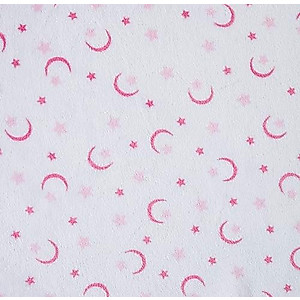 Cozy Fleece Microplush Warm Crib Sheets for Girls (Set of 2), Super Soft and Cozy Fitted Crib Sheets for Standard Crib Mattress, Baby Crib Sheets for Winter, Pink/White with Moon & Stars, 28in x 52in