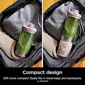 Ninja Blast Max, Portable Blender + Twist & Go, Personal Blender, Ninja Blender, Smoothie, Blend, Ice Crush, 3 Programs, Cordless, 22 oz removable Vessel, Dishwasher Safe, Leakproof, Pink, BC251PK