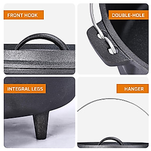 Bruntmor 5 Qt Camp Dutch Ovens Set - Black: Experience high-performance cooking with this versatile and durable 3-piece set, including a pot, lid, and 9" meat rack/trivet. - 13 x 13 inch