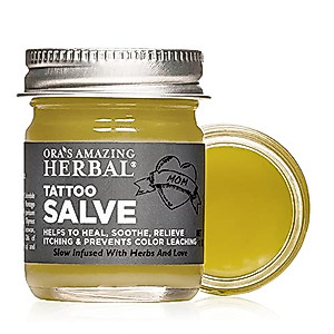 Tattoo Salve, Tattoo Aftercare, Tattoo Balm, Tattoo Healing Ointment, Tattoo Cream, Tattoo Moisturizer, Made in The USA with Organic Ingredients, Plastic Free Tattoo Care, Ora's Amazing Herbal