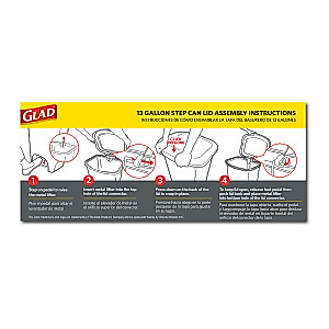 Glad 13 Gallon Trash Can 2 Pack | Plastic Kitchen Waste Bins with Odor Protection of Lid | Hands Free with Step On Foot Pedal and Garbage Bag Rings, 13 Gallon, White