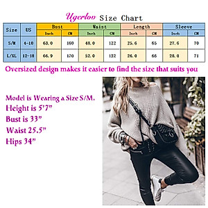 Ugerlov Women's Oversized Sweaters Batwing Sleeve Mock Neck Jumper Tops Chunky Knit Pullover Sweater (Gray, L/XL)