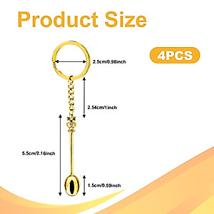 Prasacco 4 Pieces Mini Crown Spoon Keychain, Mini Spoon Teaspoon with Keyring Pendant Key Ring Teaspoon Keyring Crown Teaspoon Mini Spoon for Filling Vials with Salts, Sand, Glitter (Gold+Silver)