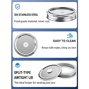 Mason Jar Vacuum Sealer, Food Vacuum Sealer Vacuum Seal Kit for Wide Mouth and Regular Mouth Mason Jars with Manual Vacuum Pump for Food Storage, Fermentation and Canning Jar