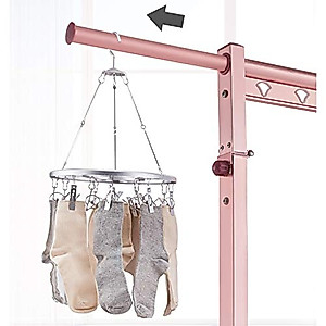 Drying Rack Floor Folding Indoor and Outdoor Home Balcony Cool Hanger Double Pole Telescopic Clothes FANJIANI (Color : Gold)