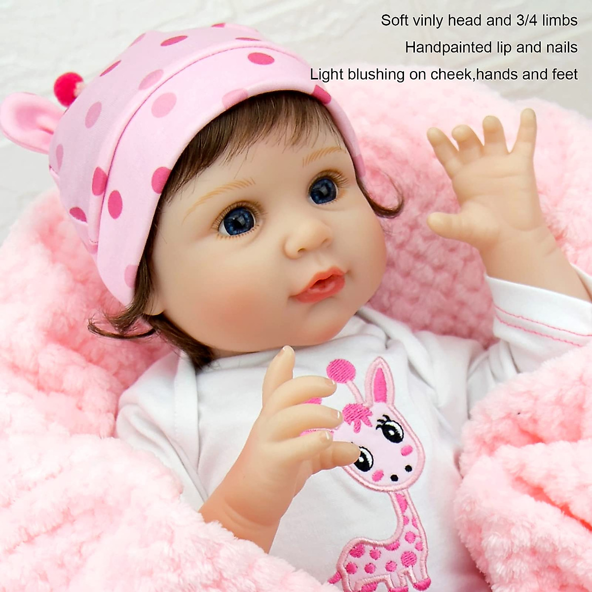 Milidool Lifelike Reborn Baby Dolls Girl, Realistic Baby Doll 22 inch Newborn Girl Doll with Feeding Toy Accessories Gift Set Silicone Baby Doll Weighted Soft Body Real Baby Doll