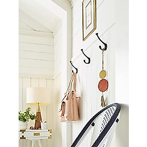 Amerock H55465MB | Adare Double Prong Decorative Wall Hook | Matte Black Hook for Coats, Hats, Backpacks, Bags | Hooks for Bathroom, Bedroom, Closet, Entryway, Laundry Room, Office