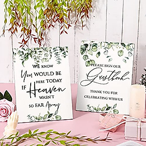 4 Pcs Wedding Sign for Ceremony and Reception in Loving Memory Wedding Sign We Know You Would Be Here Heaven Wedding Sign Wood Wedding Decor Wedding Memorial Table Sign Wedding Reception Sign for Gift