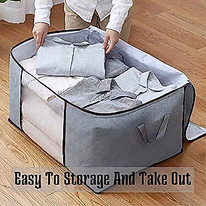 Under Bed Storage bags 3 Pack Large Capacity Clothes Storage Bag Organizer with Reinforced Handle Thick Fabric for Comforters,Blankets,Bedding,Foldable with Sturdy Zipper (Underbed Storage 3 Pack)