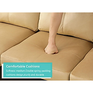 SIENWIEY Beige Sectional Couch for Living Room Set, 105 Inch Sectional Sofa L Shaped Couch with Storage Ottoman/Microfiber Fabric/Facing Left Chaise