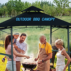 5x8 Outdoor Grill Gazebo BBQ Canopy, Double Tier BBQ Gazebo Grill Tent with Dual Side Retractable Awning, Shelves and Air Vent, BBQ Cabana Tent Canopy Shelter for Patio Party Backyard Picnic(Black)
