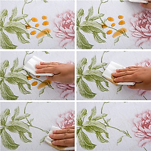 LIBERECOO Heavy Duty Vinyl Tablecloth Table Cover Waterproof Oil-Proof PVC Table Cloth Stain-Resistant Wipeable Plastic Covers 52" x 70"(Love of Peonies, Rectangular 52 x 70 inch)