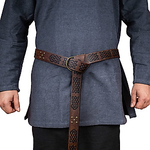 GelConnie Medieval Belts for Men Viking Leather Belt Ren Faire Belt Medieval Embossed PU Leather O Ring Belt Steampunk Midevil Belt For Women