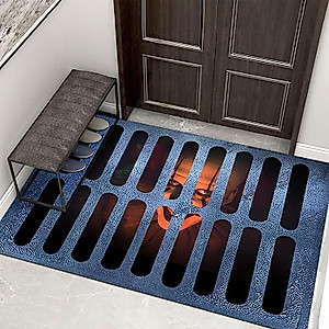 Halloween 3D Illusion Clown Doormat, (15.7 "x 23.6") Drain Doormat, Indoor and Outdoor Horror Movie Halloween Area Carpet Decoration (Blue-Black)