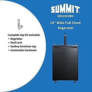 Summit 24 Inch Black Kegerator Full Sized Beer Dispenser Single Tap Included - SBC635MBK
