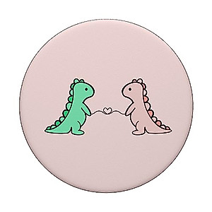 Funny And Cute Dinosaur T Rex Green Dino And Pink For Girls PopSockets Standard PopGrip