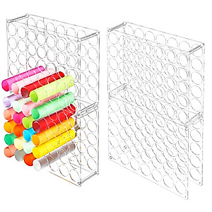 Wenqik 2 Pack Vinyl Storage Organizer 70 Holes Vinyl Roll Storage Acrylic Vinyl Roll Holder Easy to Assemble Vinyl Organizer Storage Craft for Room Art Organization Decor
