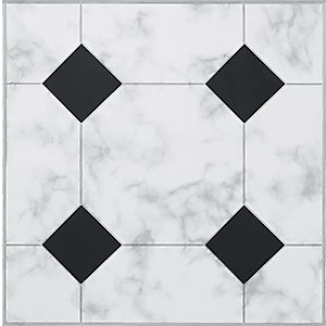 CiCiwind Peel and Stick Floor Tiles 12 PCS-12" x 12" Self Adhesive Black & White Marble Lattic Pattern Floor Tiles for Bathrooms，Kitchen，Living Room，Dining Room
