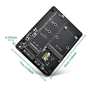 ELUTENG M.2 SATA to SATA Adapter (Not Support NVME/M.2 PCIE) MSATA and B Key/B&M Key M.2 NGFF SDD to 2.5" SATA III 2 in 1 Converter Supports MSATA/M.2 NGFF SSD Not for M Key