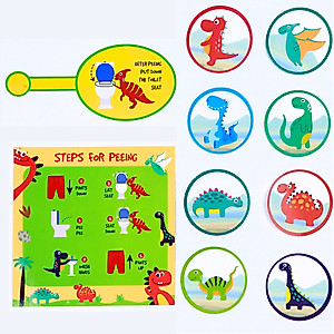 ATHENA FUTURES Dinosaur Potty Training Toilet Targets - 2" Water Soluble, Flushable Urinal Paper Cards for Toddlers, Boys - Kids Trainer Kit with Lift Lid Sticker and Peeing Chart - 80 Targets