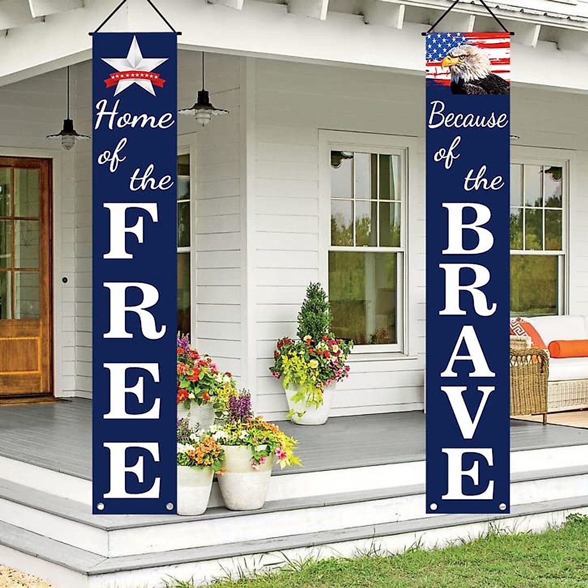 4th of July Decorations Patriotic Decor Pre-assembled Hanging Banners Memorial Day Flag Labor Veterans Armed Forces Military Homecoming Red White Blue Decorations