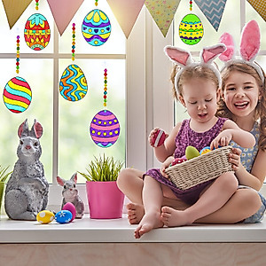 24 Sets Easter Egg Suncatcher Ornaments Decoration DIY Window Paint Art Stickers Craft Kit 8 Designs Easter Egg Suncatchers for Kids Classroom Easter Spring Activity Art Projects Basket Party Favors