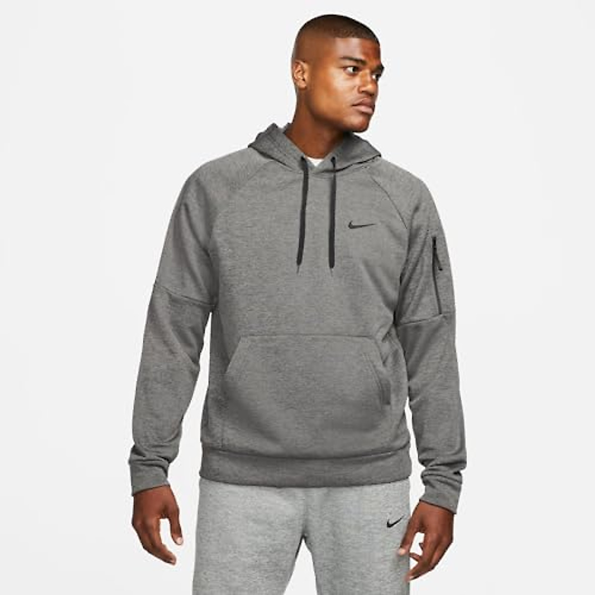 Nike Men's Therma Hooded Fitness Pullover, Charcoal Heathr/Dark Smoke Grey/Black