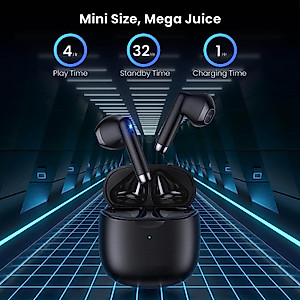 SGNICS for Wiko Voix in-Ear Earphones Headset with Mic and Touch Control TWS Wireless Bluetooth 5.0 Earbuds with Charging Case - Black