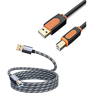 Printer Cable 25 ft, SNANSHI USB Printer Cable USB 2.0 Type A Male to Type B Male Scanner Printer Cord Compatible with HP, Canon, Lexmark, Epson, Dell, Xerox, Samsung etc