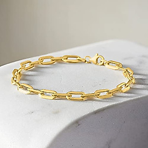Ross-Simons Italian 14kt Yellow Gold Paper Clip Link Bracelet. 7 inches