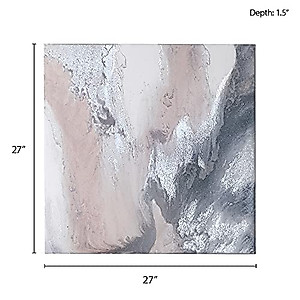 Madison Park Wall Art Living Room Décor - Blissful Abstract Wall Art, Modern Home Décor Painting Gel Coat Canvas with Silver Foil Embellishment, 27"W x 27"H x 1.5"D, Blush