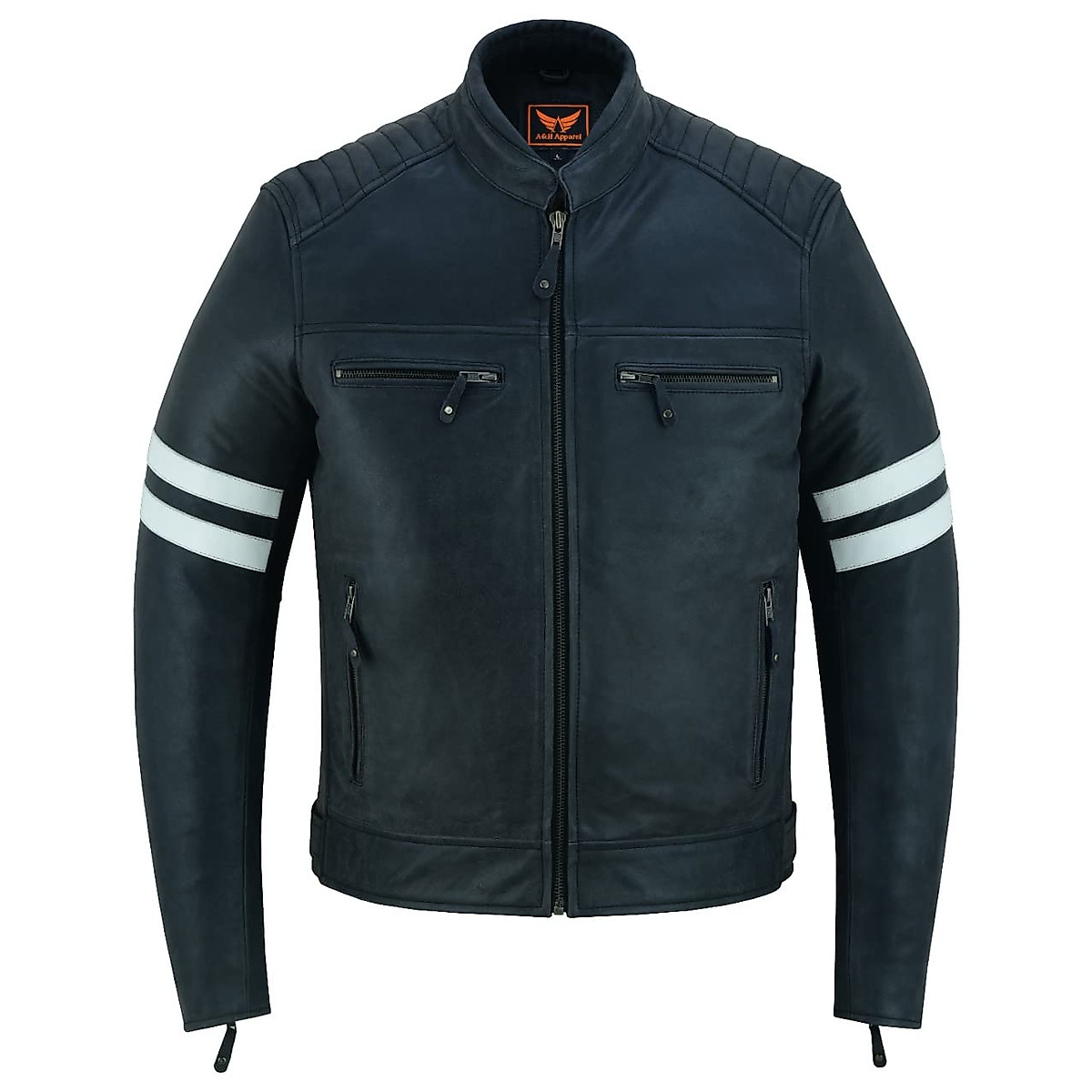 A&H Apparel Mens Top Grain Cowhide Biker Light weight Motorcycle Real Leather Jacket (as1, alpha, s, regular, regular)