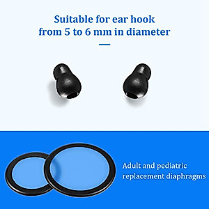 2 Sets Stethoscope Replacement Parts Adult and Pediatric Replacement Diaphragm and Silicone Stethoscope Ear Tips Accessories for Stethoscope (Black)