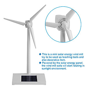 Mini Solar Energy Wind Mill Toy, Desktop Wind Turbine Model Solar Powered Windmills, Home Decor Garden Desk Ornament Education Fan (Best Children/Friends)