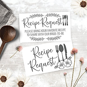 50 Bridal Shower Recipe Request Cards - Laurel and Utensil Silhouette Design - Invitation Inserts