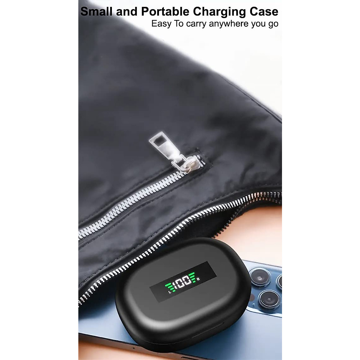 Acuvar Fully Wireless Bluetooth 5.0 Rechargeable New Sports Active Earbud Headphones with Smart Charging Case (Black)