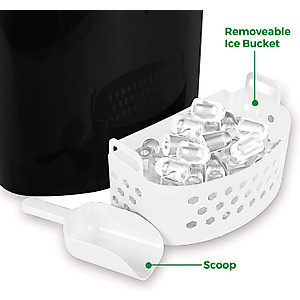 Countertop Ice Maker – 9 Ice Cubes Ready in 6 Mins - 26LBS/24Hrs, 2 Ice Sizes, LED Indicator Lights – Portable Ice Maker with Ice Scoop and Basket for Home Office Bar Party