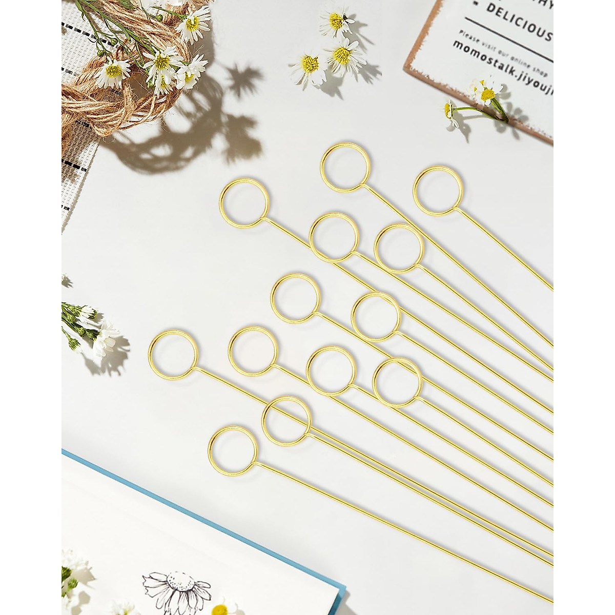 30Pcs Floral Card Holder Picks-Wire Place Card Holder for Wedding-Metal Photo Picture Clip Holder-Table Name Number Holder,Memo Note Holder for Flower Arrangement,Wedding,Baby Shower,Party,Decorations