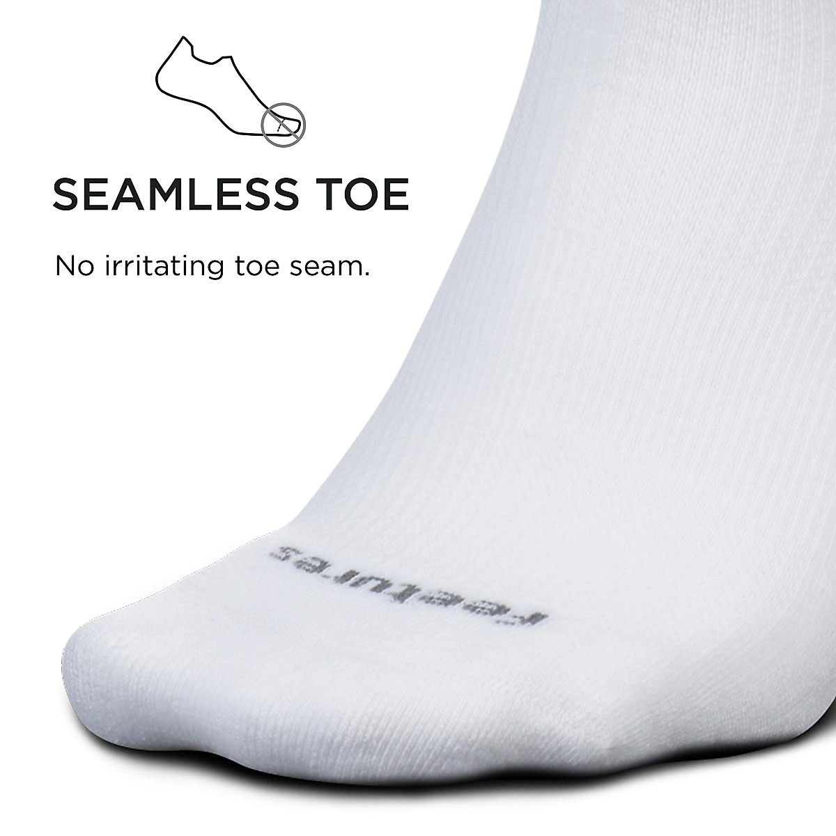 Feetures Unisex Therapeutic Cushion Crew Sock (Large, White)