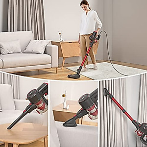 Corded Stick Vacuum Cleaner, 600W 20Kpa Stick Vacuum with Anti-Tangle Motorized Led Floor Brush 6-in-1 Self-Standing&Multi-Tool, Lightweight Handheld Vacuum for Hardwood Floor/Carpet/Pet Hair A300