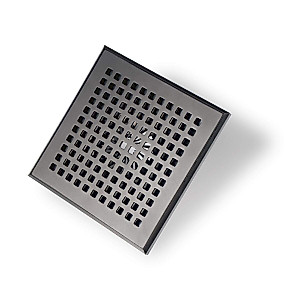 6 Inch Square Shower Floor Drain with ABS Shower Drain Base, 304 Stainless Steel Drain Cover, Matte Black
