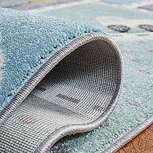 Safavieh Carousel Kids Collection 4' x 6' Grey/Light Blue CRK193F Neighborhood Nursery Playroom Area Rug