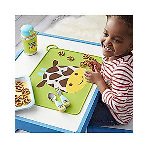 Skip Hop Toddler Sippy Cup with Straw, Zoo Stainless Steel Straw Bottle, Giraffe