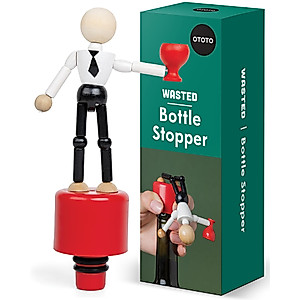 Wasted Wine Stopper by OTOTO - Wine Bottle Stopper, Wine Stoppers for Wine Bottles, Wine Accessories, Wine Bottle Stoppers, Funny Kitchen Gadgets, Fun Wine Stoppers Cute Wine Corks for Wine Bottles