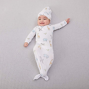 aden + anais Jungle Jam Bundle - Classic Swaddle Blanket 4 Pack - Comfort Knit Knotted Newborn Baby Gown and Hat - Classic Snap Baby Bib 3 Pack