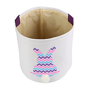 E-FirstFeeling Easter Basket Canvas Egg Hunt Easter Bunny Basket Candy Basket Rabbit Easter Bucket Bag for Easter Party (multicolor)